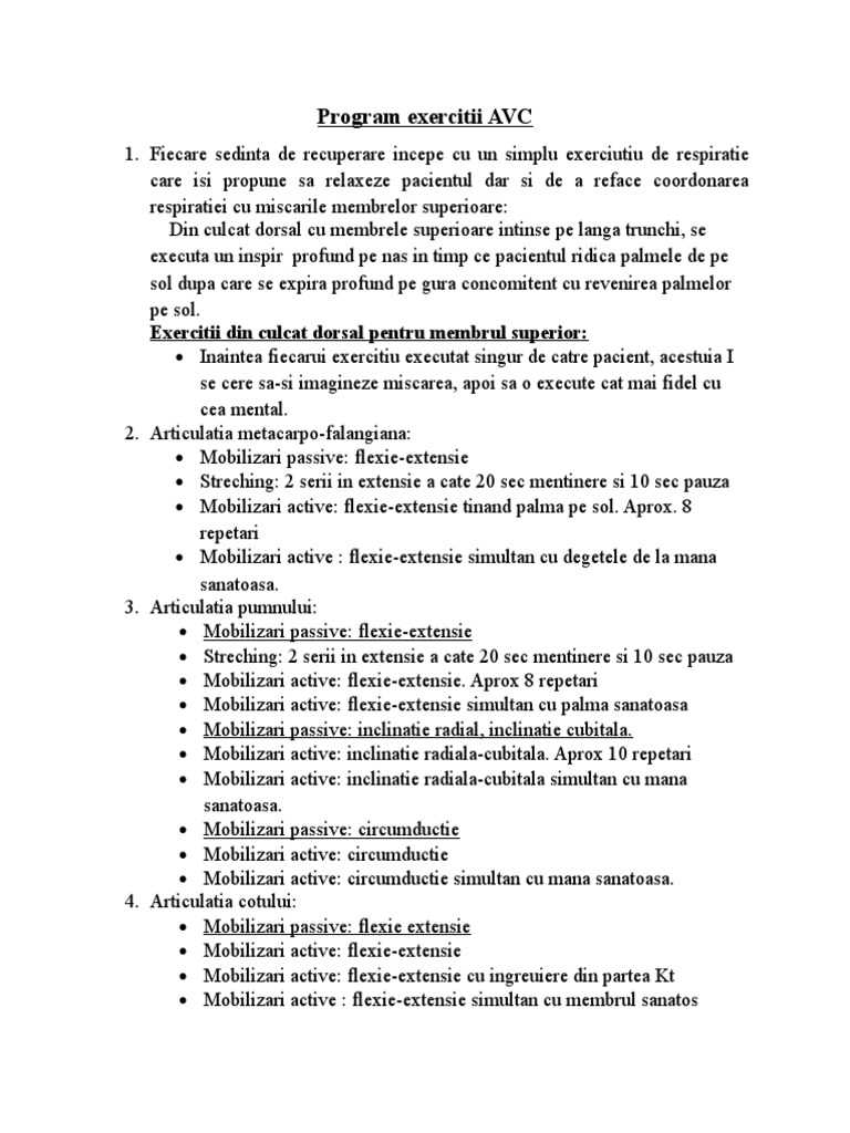 Program Exercitii AVC | PDF