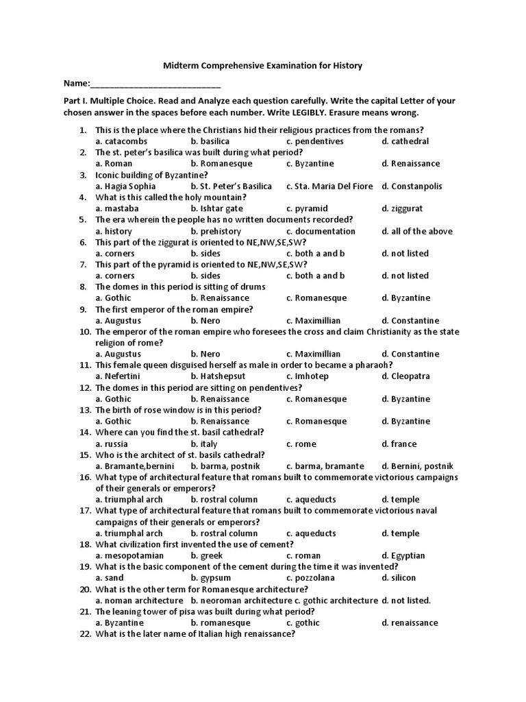 History Midterm Exam: Architecture & Civilizations | PDF | Gothic ...