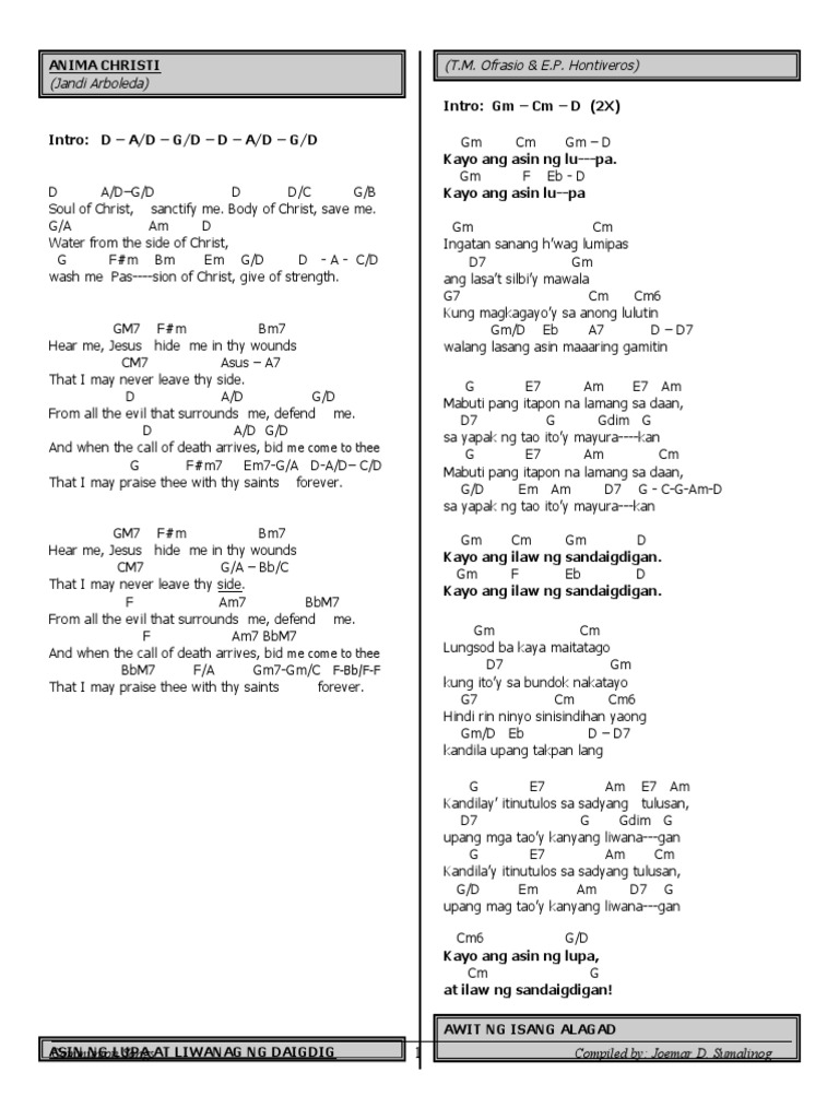 Tagalog Communion Songs Compilation | PDF