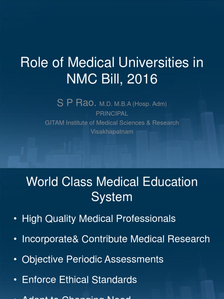 Role of Medical Universities in NMC | PDF | Medical Education | Medical ...