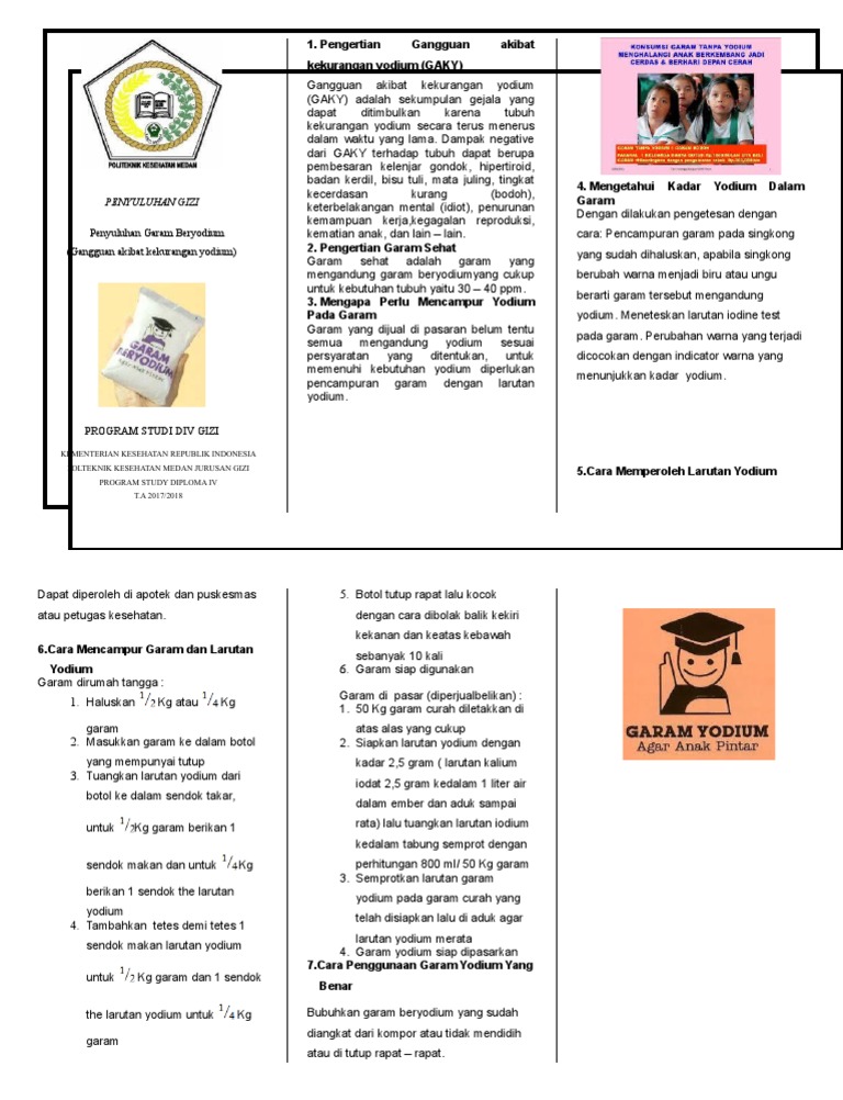 Pengertian Gangguan Akibat Kekurangan Yodium (GAKY) : Penyuluhan Gizi | PDF