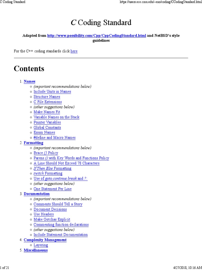 C Coding Standard | Download Free PDF | C (Programming Language) | Control Flow