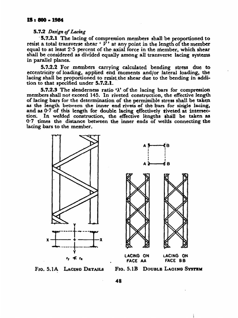 Lacing System As Per IS 800 1984 | PDF