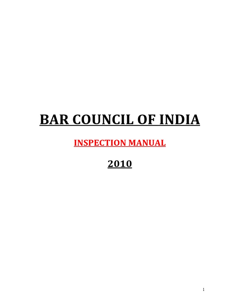 Bar Council of India: Inspection Manual | PDF | Legal Education | Bar ...