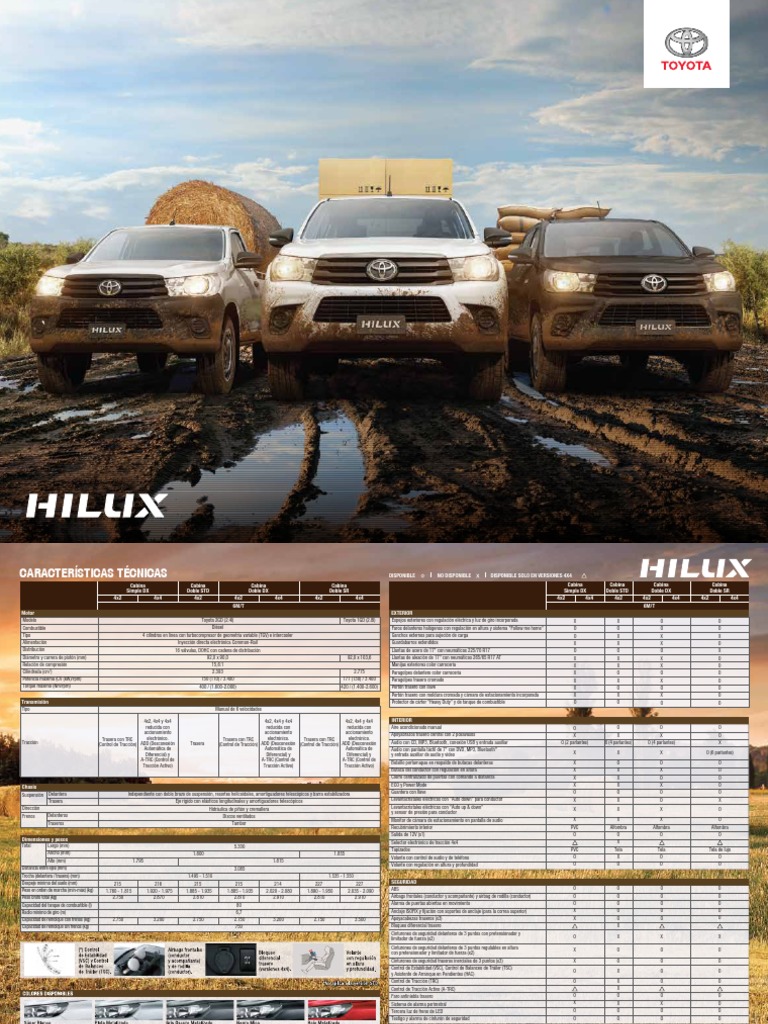 Ficha Tecnica Toyota Hilux 2018 | PDF | Tracción en las cuatro ruedas ...