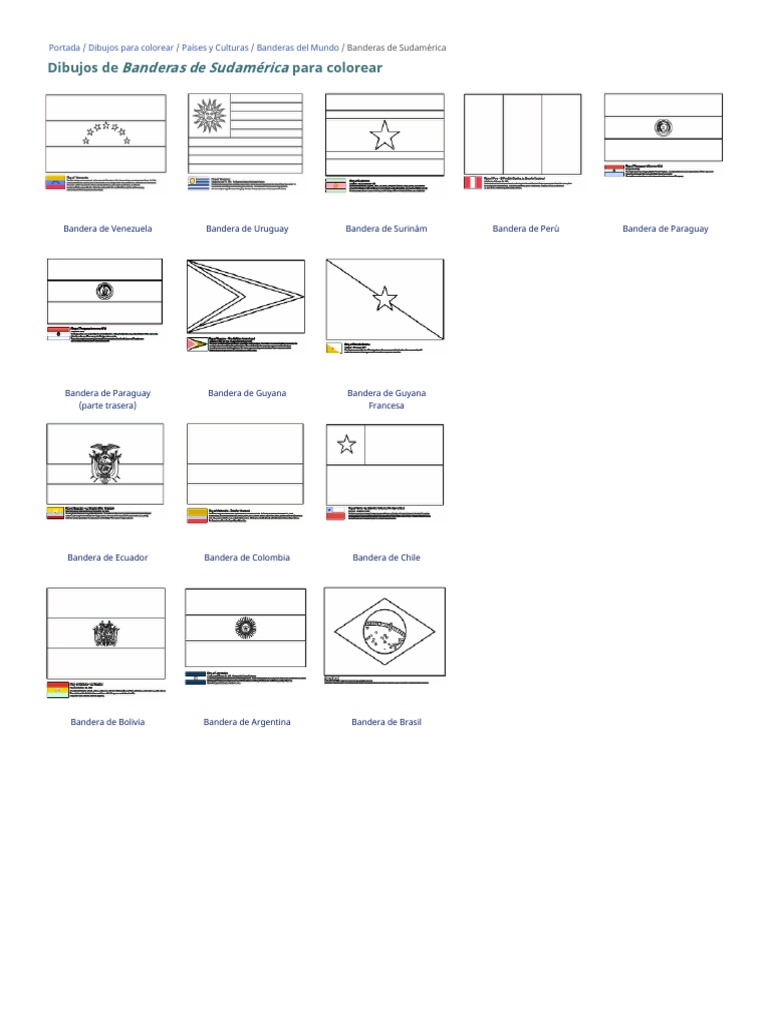 Dibujos de Banderas de Sudamérica para Colorear | PDF