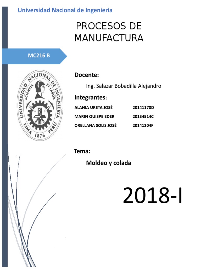 Moldeo y Colada | PDF | Fundición (metalurgia) | Aluminio