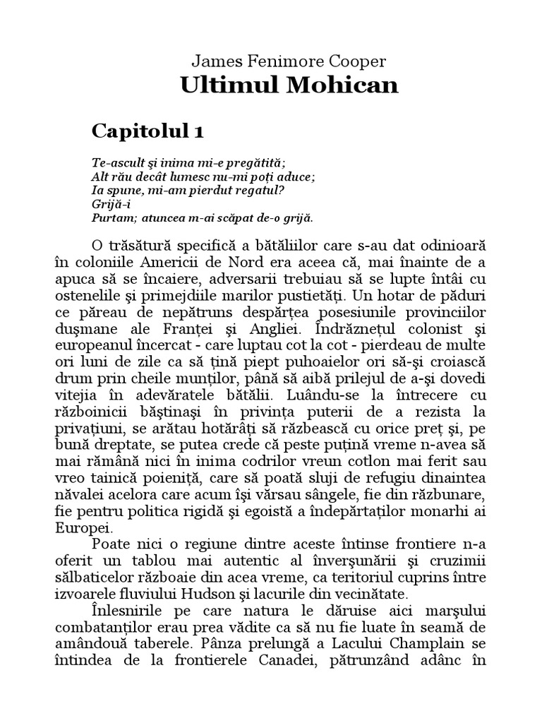 James Fenimore Cooper - The Last Mohicans | PDF