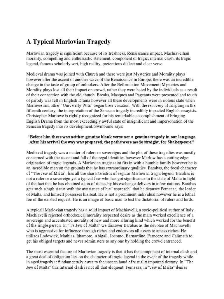 A Typical Marlovian Tragedy in The Jew of Malta | PDF | Tragedy ...