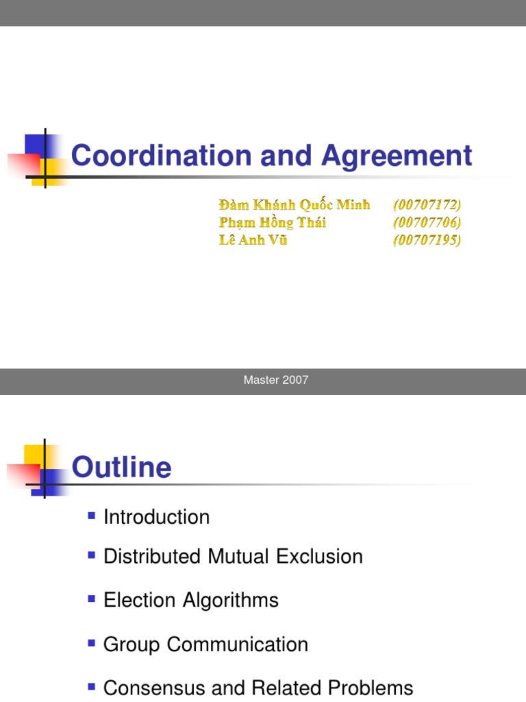 Coordination and Agreement Distributed Systems Designs and Concept ...