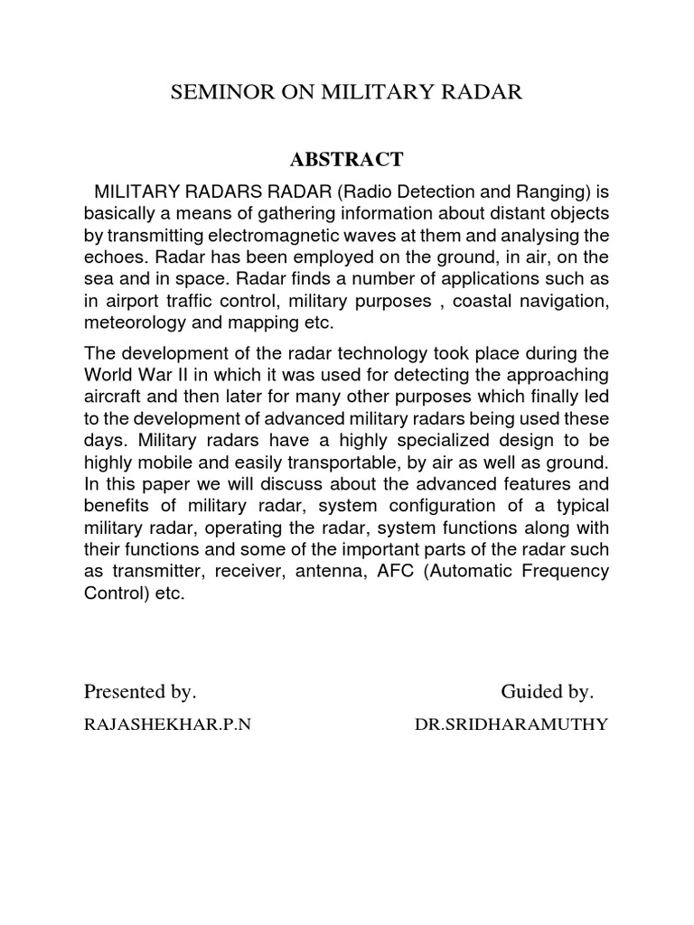 Seminor On Military Radar | PDF