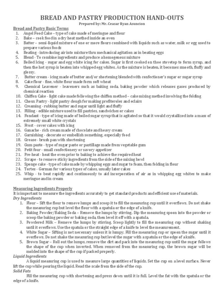 BPP Hand Outs | PDF | Cakes | Breads