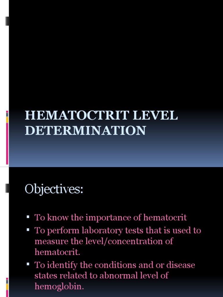 Hematocrit and Hemoglobin Level Testing | PDF
