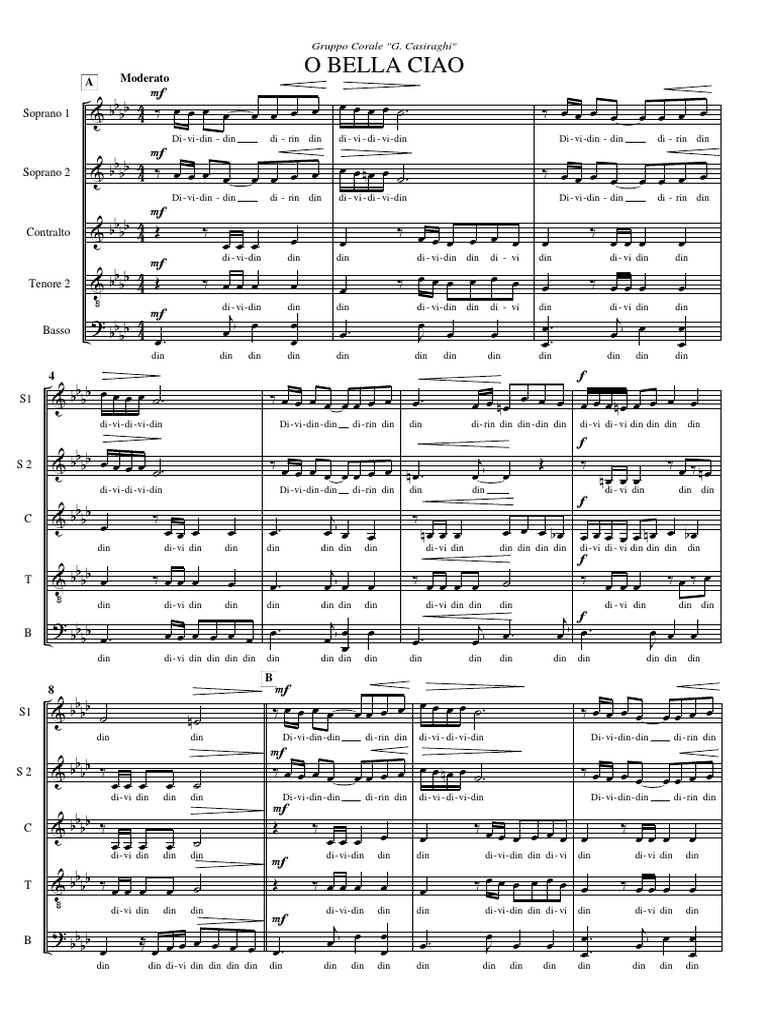 BELLA CIAO Partitura Fsddfs | PDF