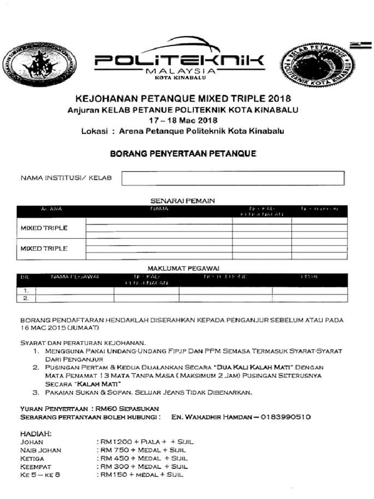 Surat Jemputan Pertandingan Petanque | PDF