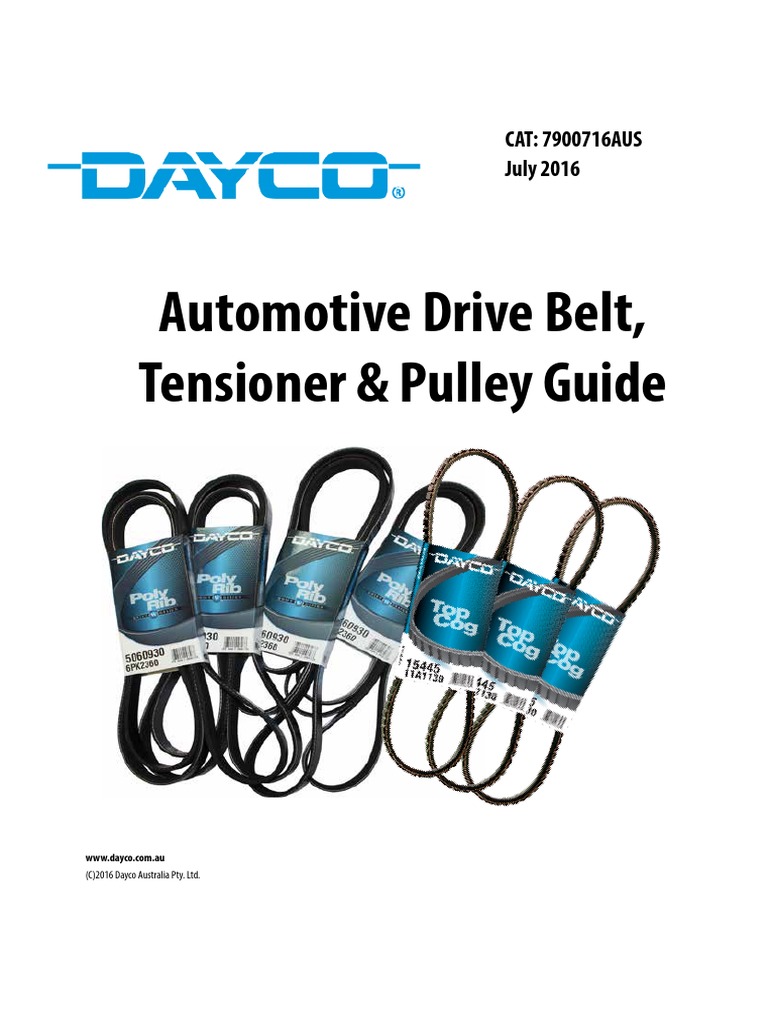 Drive Belts Applications Guide Australia Jul 16 | PDF | Aftermarket ...