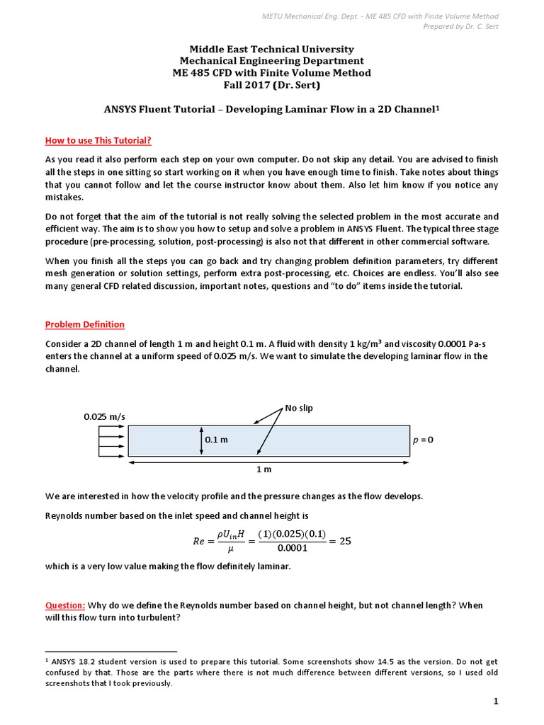 FLUENT Tutorial 1 - Developing Flow in A Channel | PDF | Computational ...