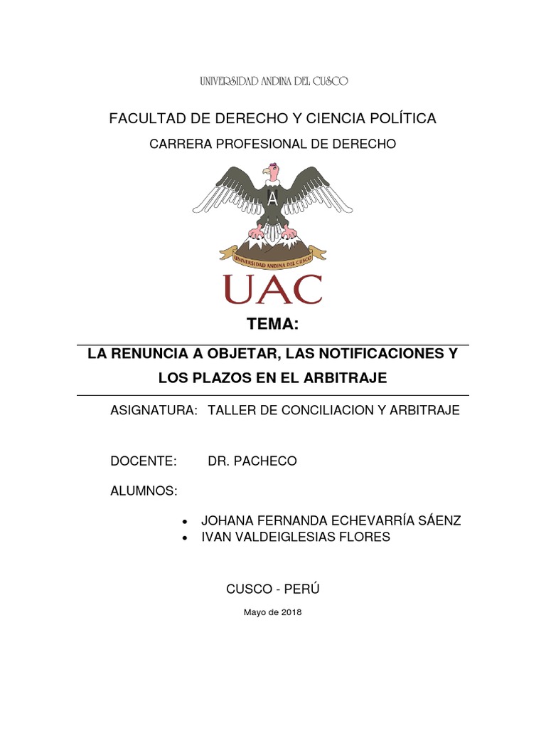 Renuncia A Objetar | Descargar gratis PDF | Arbitraje | Comportamiento