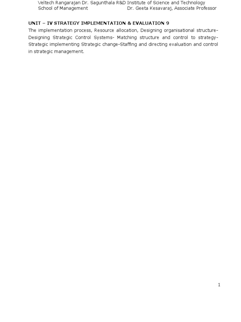 Unit - Iv Strategy Implementation & Evaluation 9 | PDF | Power (Social ... Unit - Iv Strategy Implementation & Evaluation 9 | PDF | Power (Social ...