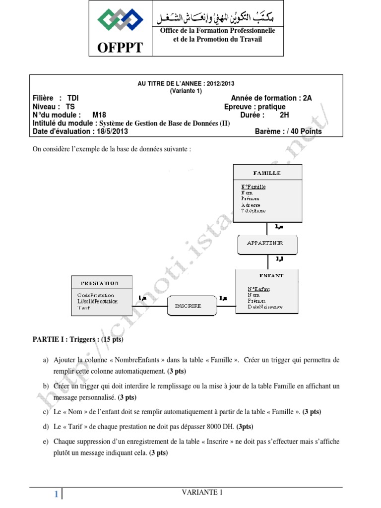 Efm Systeme de Gestion de Base de Donnees SGBD II Variante 1 2 | PDF | Bases de données ...