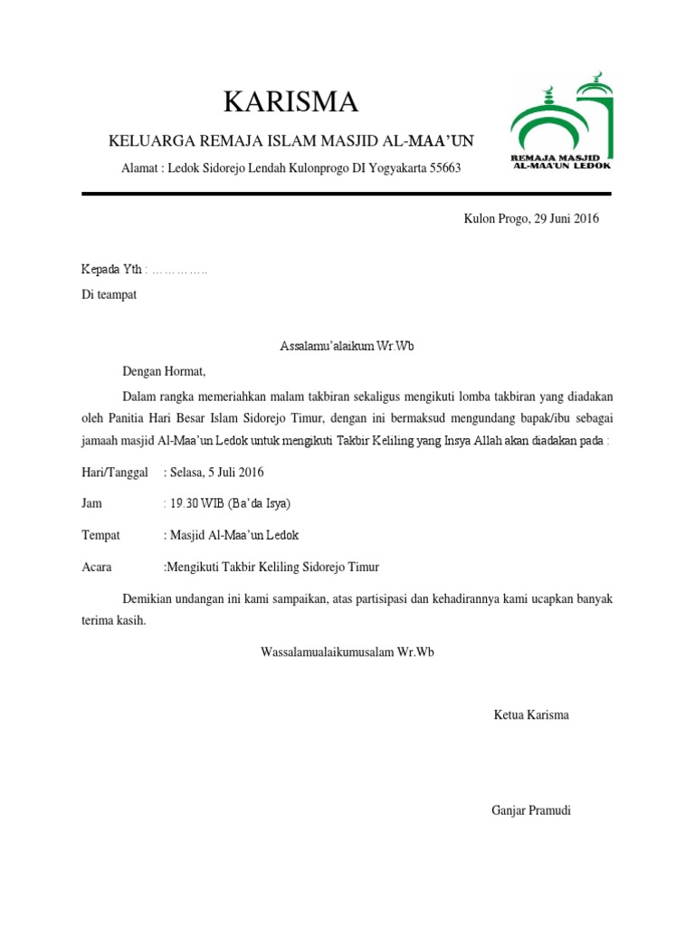 Undangan Takbir Keliling Al-Maa’un | PDF | Religion & Spirituality