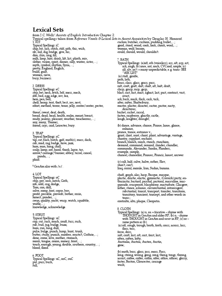 Lexical Sets | PDF | Nature