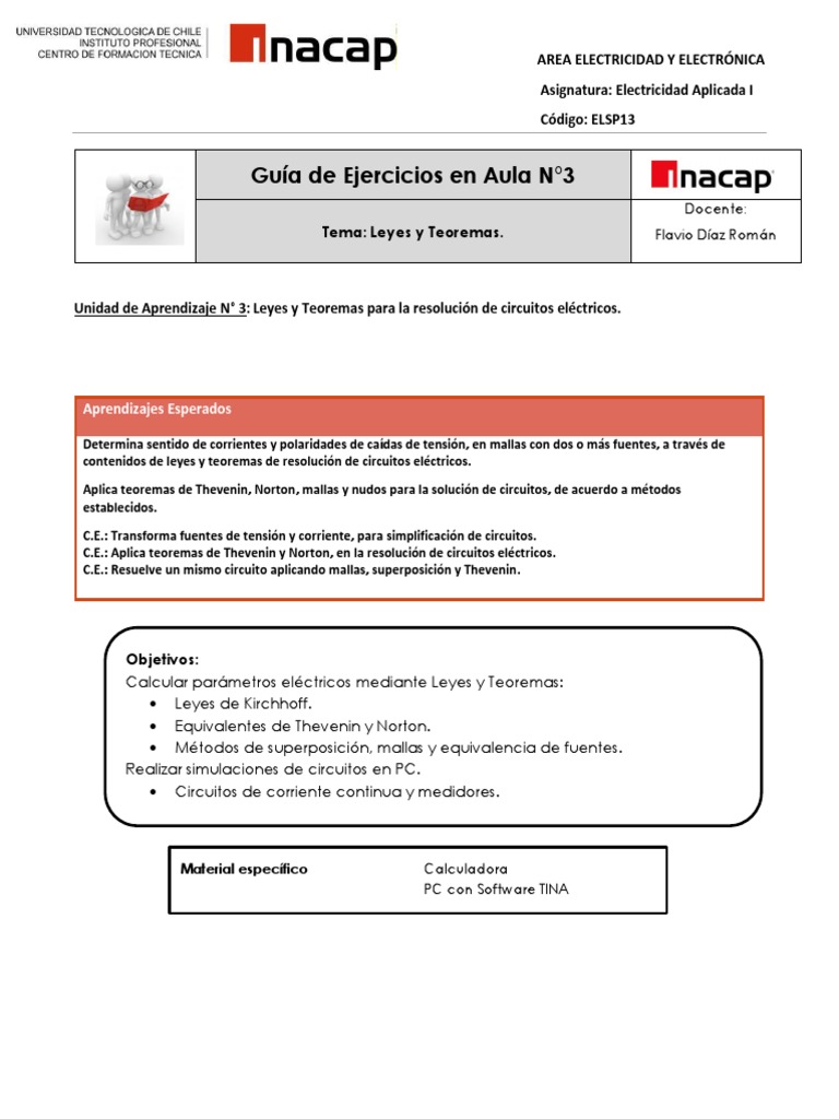 Guía de Ejercicios Aula N 3 | PDF | Energia electrica | Resistor