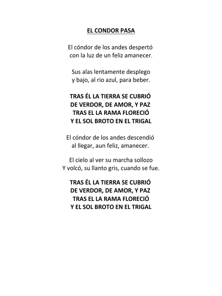 El Cóndor Pasa: Letra y Significado | PDF | Historia