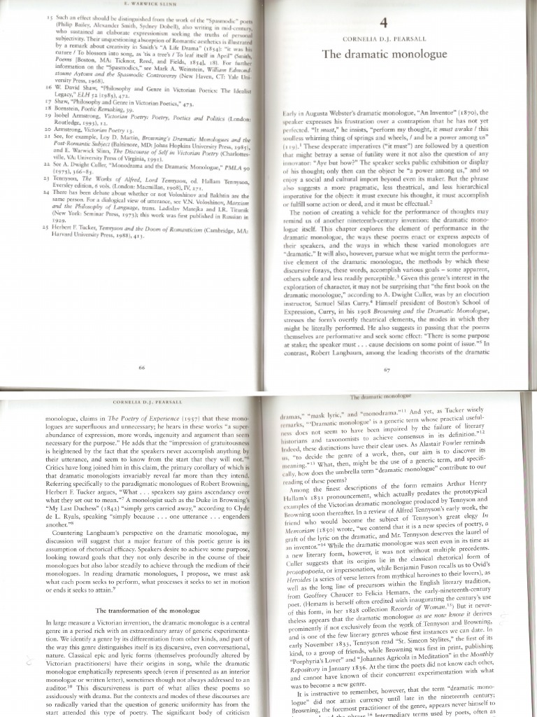 Pearsall On Dramatic Monologue PDF | PDF | Genre | Poetry
