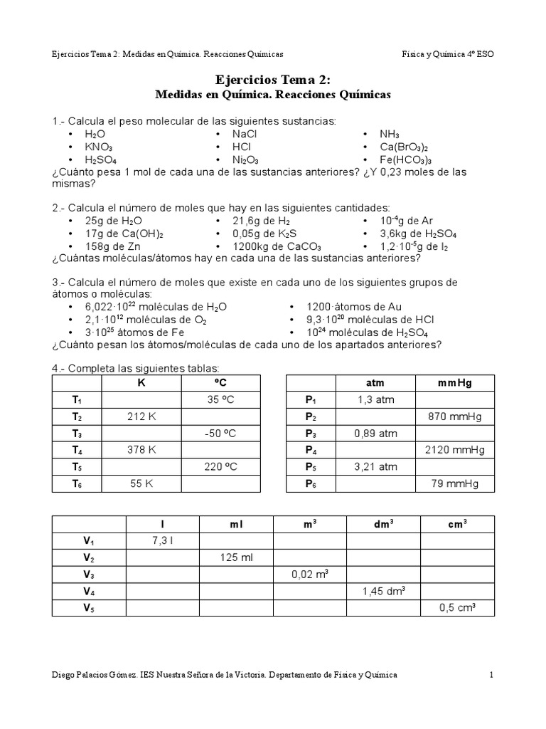 Ejercicios Tema2 PDF | PDF | Ácido clorhídrico | Concentración