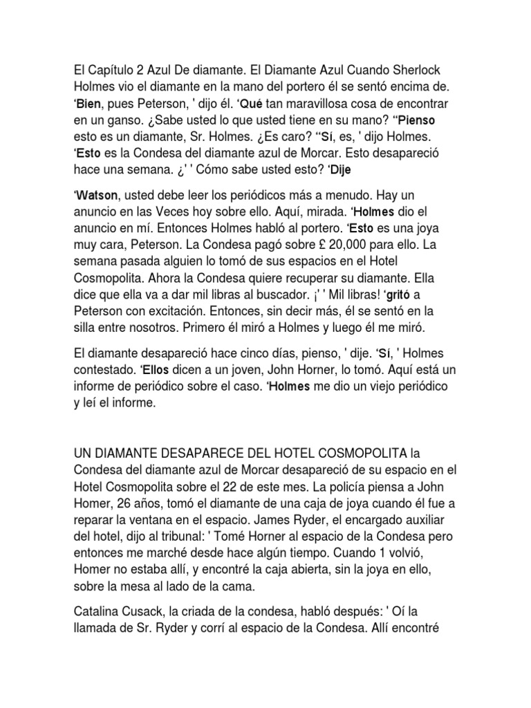 El Cap Tulo 2 Azul de Diamante | PDF | Sherlock Holmes | Dr. Watson
