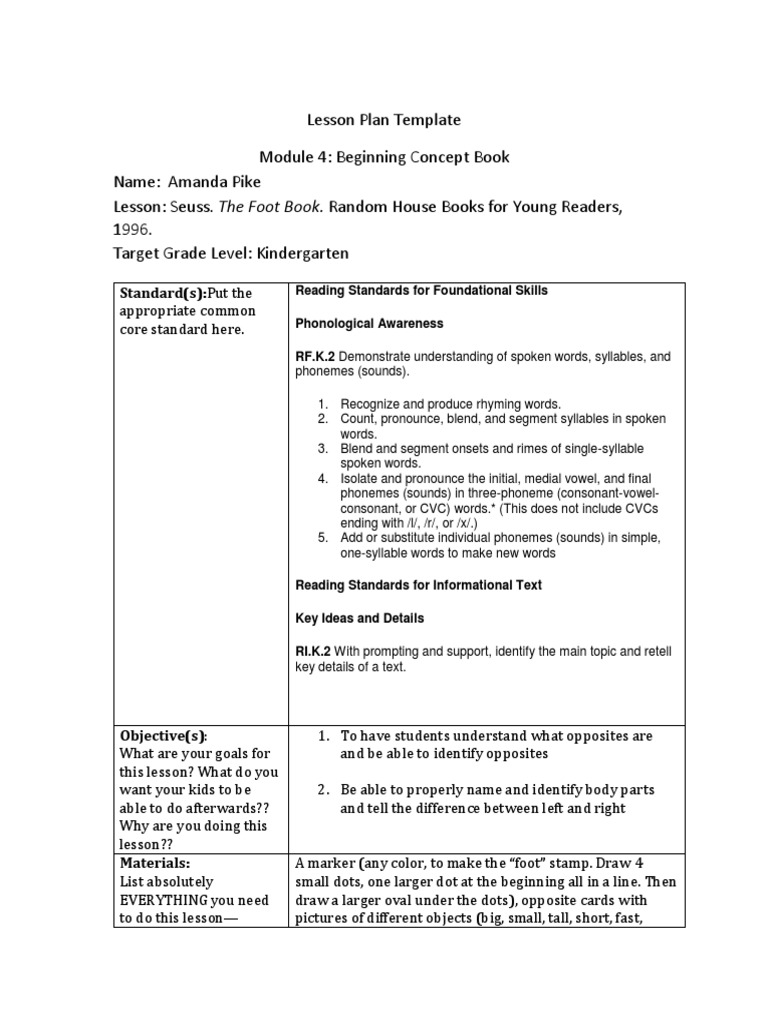 Edt 315 Module 4 Lesson Plan Template | PDF | Syllable | Human Voice