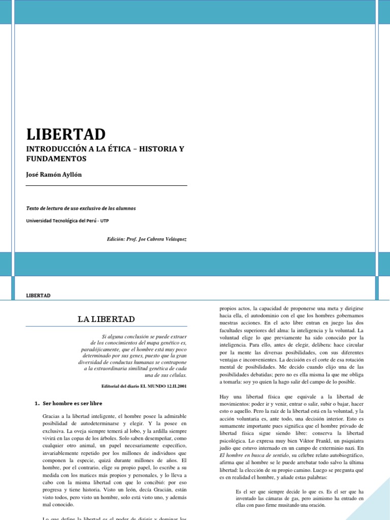 001 - PDF - LIBERTAD - Introducción A La Ética - José Ramón Ayllón | PDF | Libertad | Moralidad