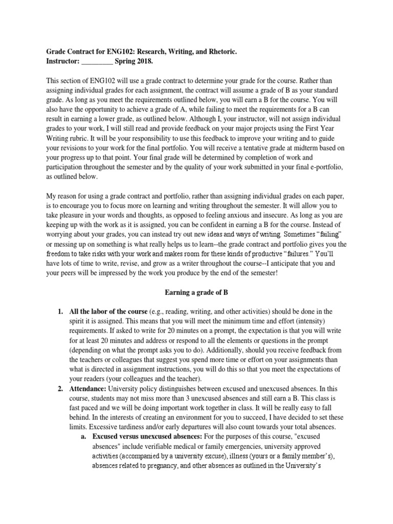 Grading Contract | PDF | Plagiarism | Copy Editing