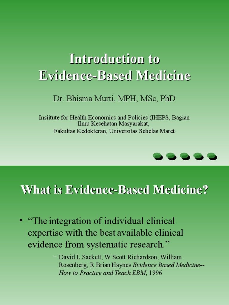 Introduction To Evidence-Based Medicine | PDF | Evidence Based Medicine ...
