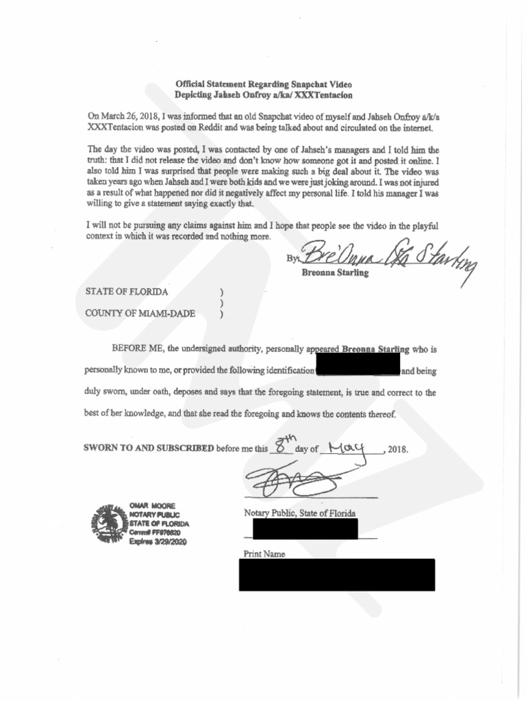 Xxxtenacion Full Statement 01 | PDF
