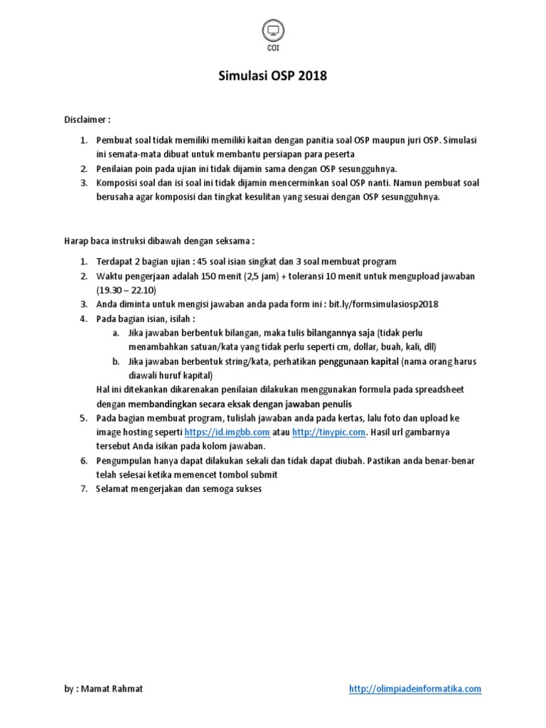 Simulasi OSP 2018 | PDF