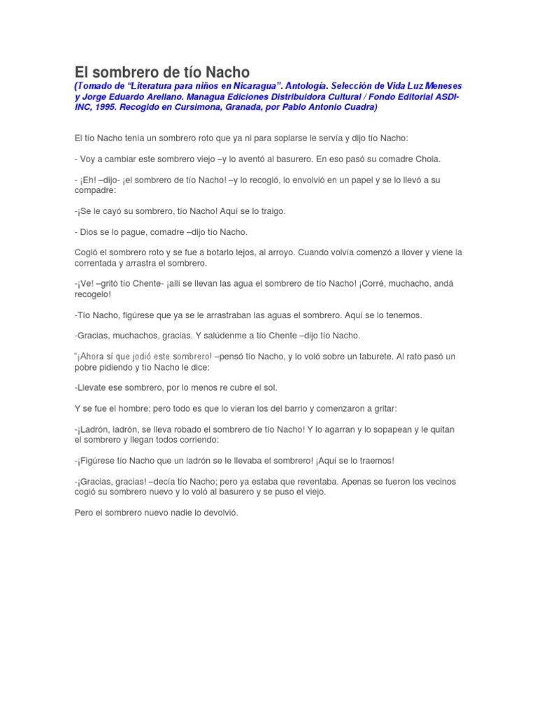 El Sombrero de Tío Nacho PDF | PDF