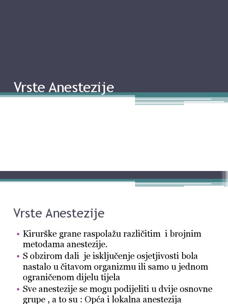Vrste Anestezije | PDF