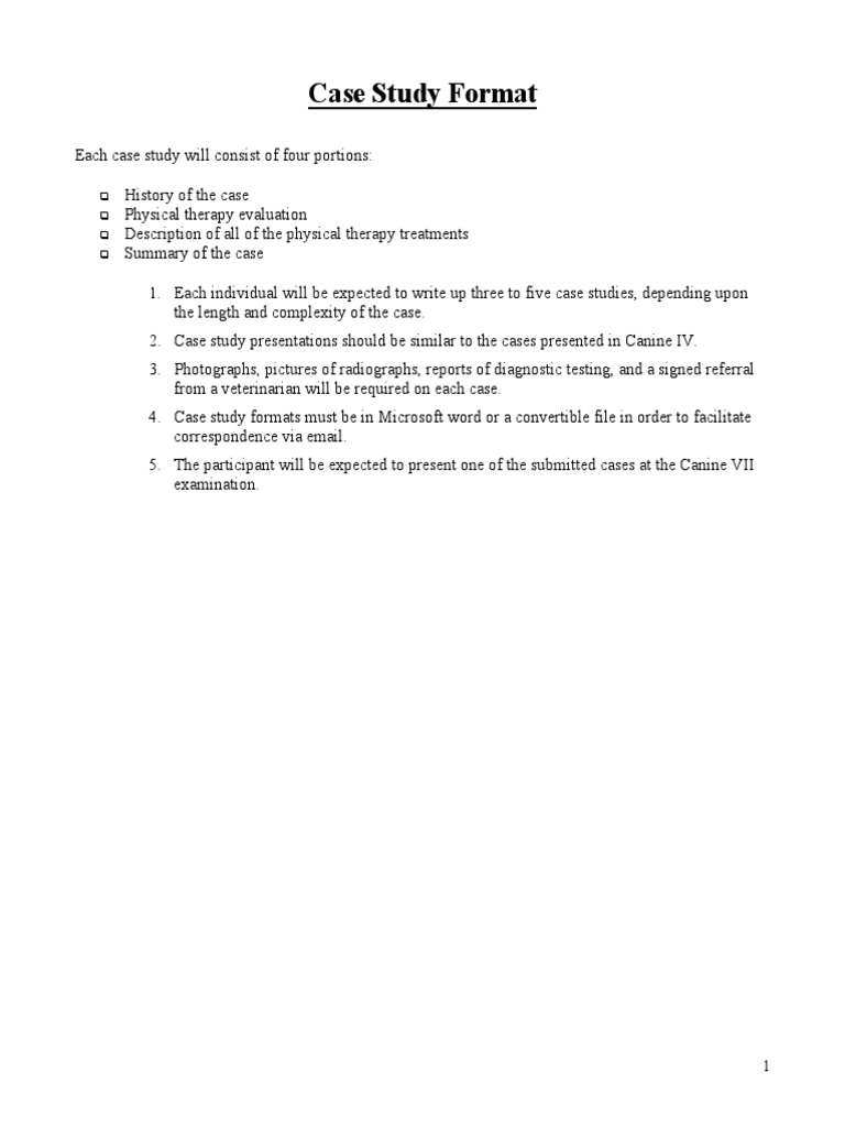 Case Study Format | PDF | Veterinary Physician | Physical Therapy