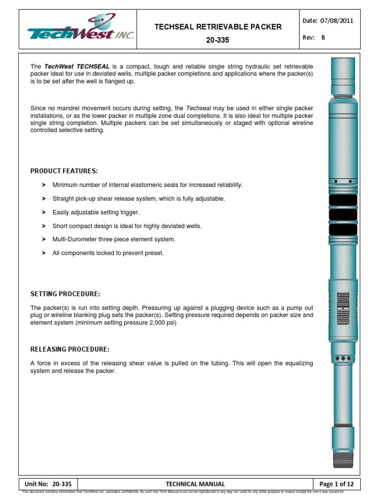 TechSeal Packer Manual | PDF | Screw | Mechanical Engineering