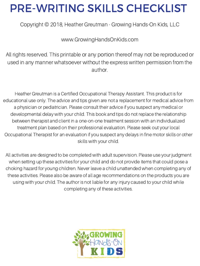 PreWriting Skills Checklist FINAL | PDF | Medicine | Health Care
