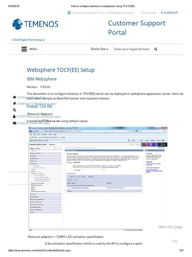 How To Configure Listeners in Websphere Using TOCF (EE) | PDF | Software Architecture ...