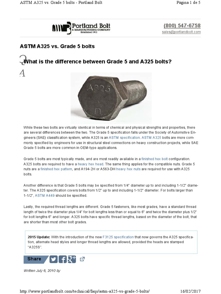 A325 VS Gr. 5 BOLTS | Nut (Hardware) | Screw