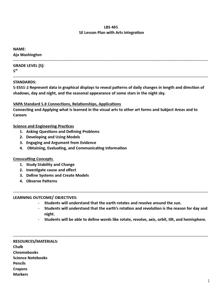 Lesson Plan Earths Rotation and Revolution | Download Free PDF ...