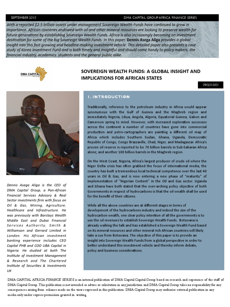 DMA Capital Africa Finance Series - Sovereign Wealth Funds Global ...