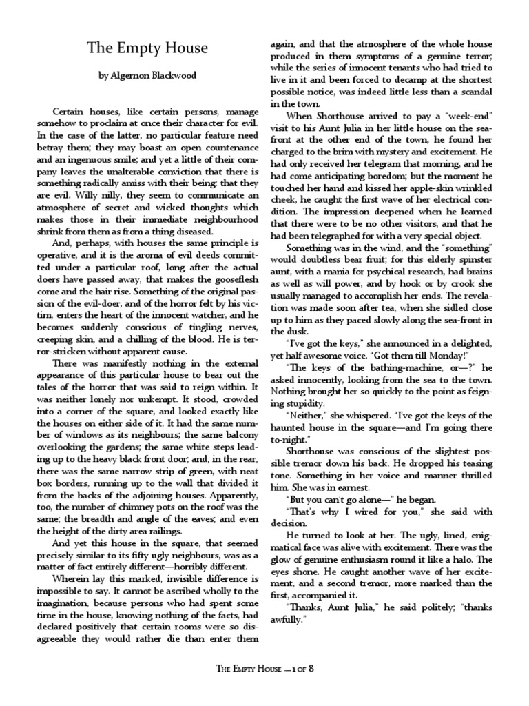 The Empty House (Algernon Blackwood) PDF | Download Free PDF | Stairs ...