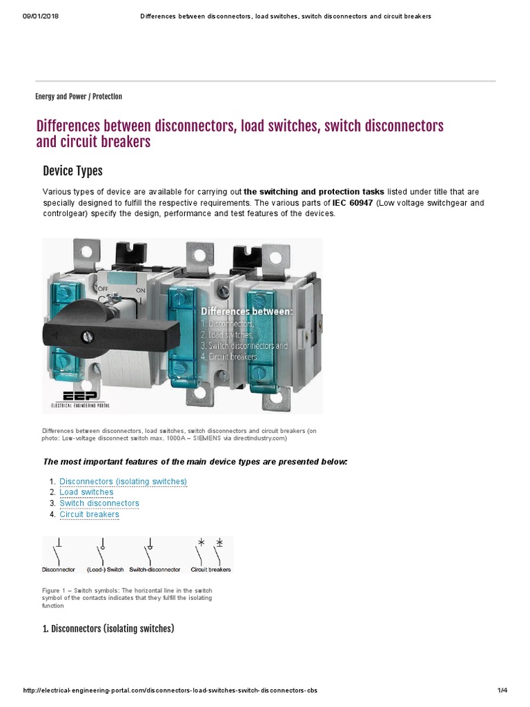 Differences Between Disconnectors | PDF | Switch | Power Engineering
