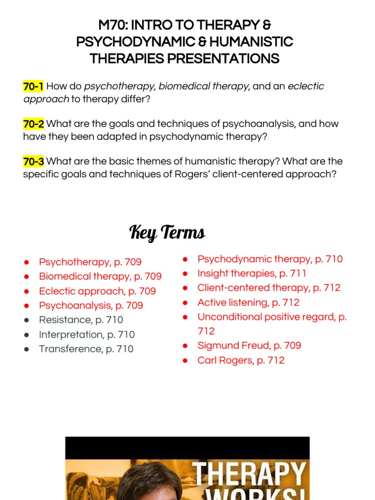 Intro To Therapy Psychodynamic Humanistic Therapies Presentation | PDF ...