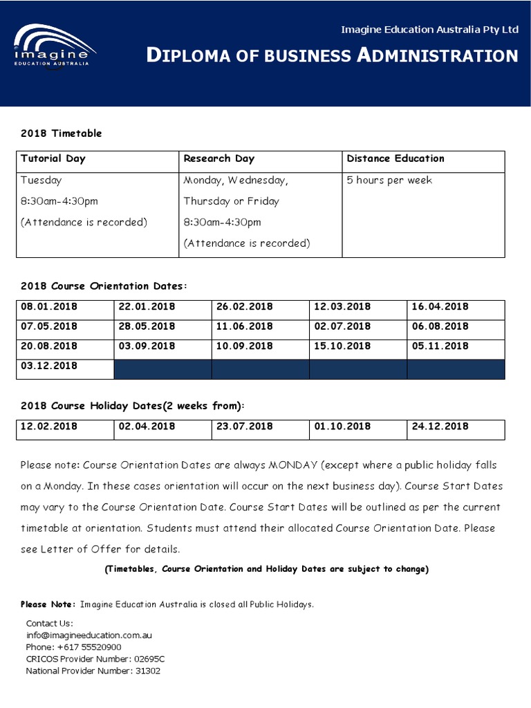 Diploma of Business Administration 2018 | PDF